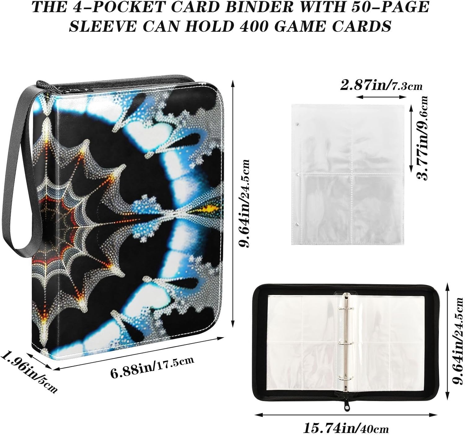 Particles-lines-print Card Binder 4 Pocket, Fits 400 Cards,Trading Card ...