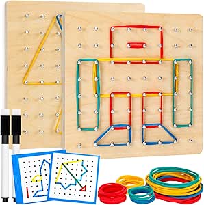 Wooden Geoboard, 2 Pieces Montessori Toy, Graphic Math Educational Toy ...