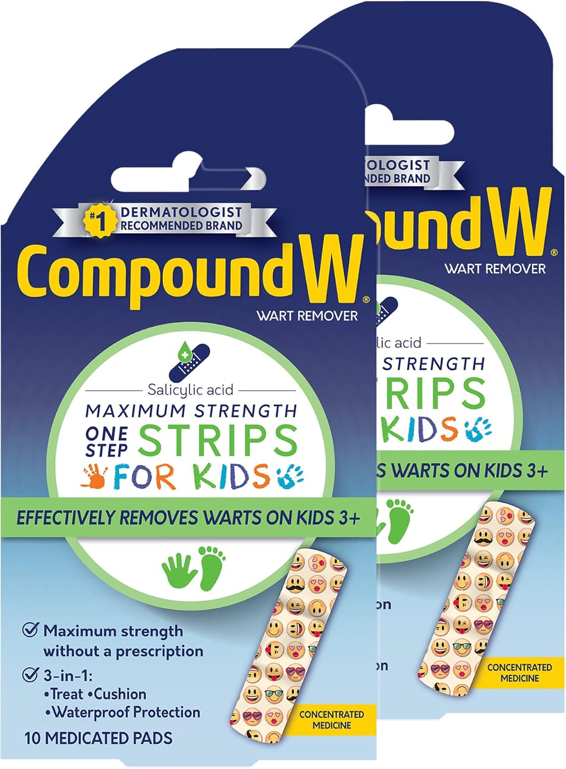 Compound W One Step Wart Remover Strips for Kids, 10 Medicated Strips ...