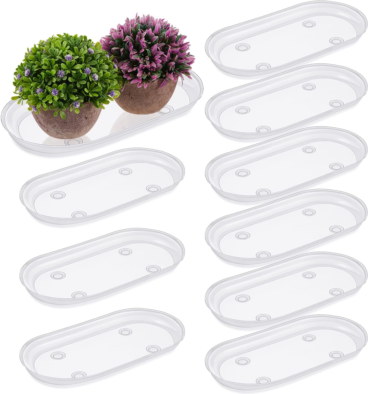 Amazon.com : Juexica 10 Pcs Plastic Plant Saucer Oval Plant Drip Trays ...