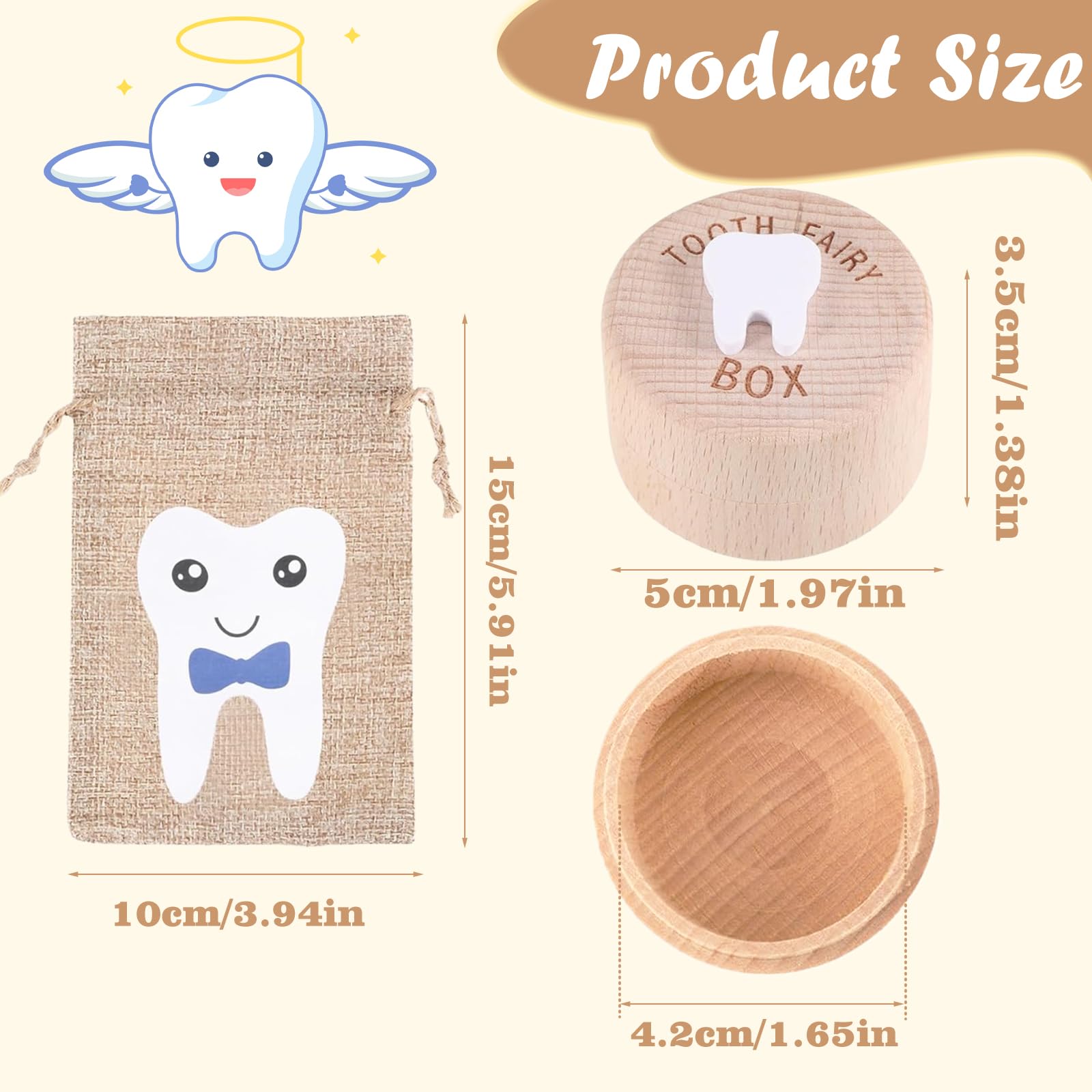 PSFYRN Tooth Fairy Box, Tooth Fairy, Wooden Tooth Storage Box with ...