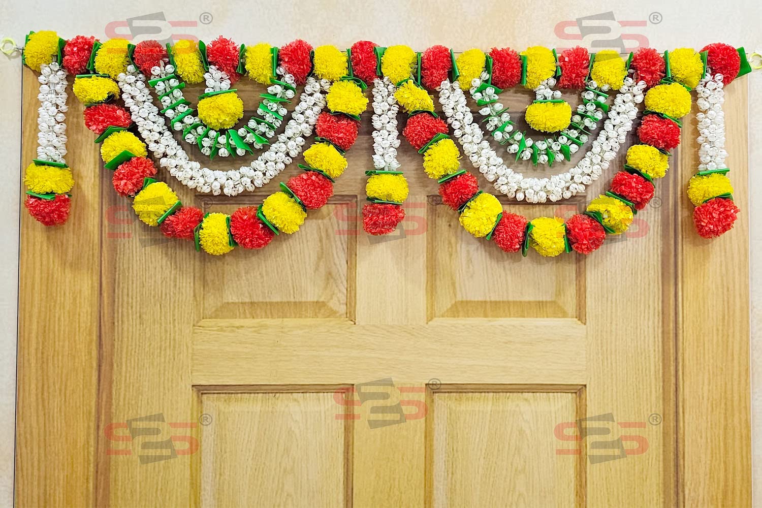 Buy S2S Artificial Marigold & Mogra Flower Triple Layered Door Toran ...