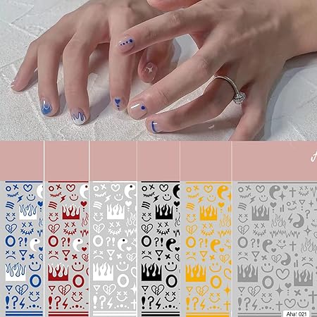 Amazon.com: 6 Sheets Nail Art Sticker Decals for Men, ins Minimalist ...