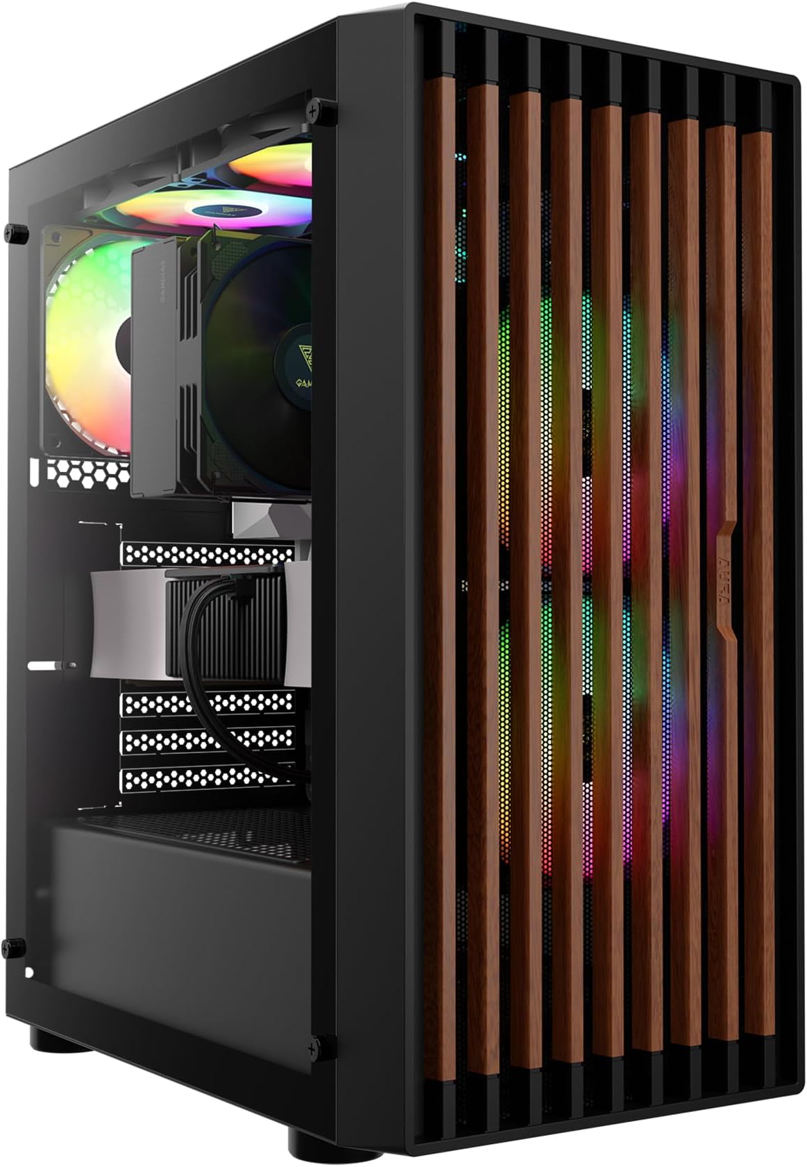 GAMDIAS Aura GC4 - Real Walnut MESH RGB MID-Tower CASE/Gaming Cabinet ...