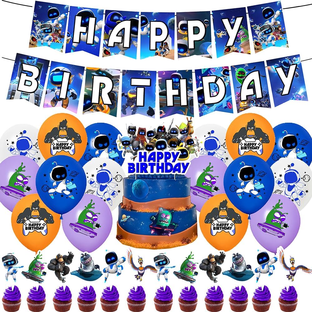 Amazon.com: Astro Bot Happy Birthday Party Decorations - Bot Game Theme ...