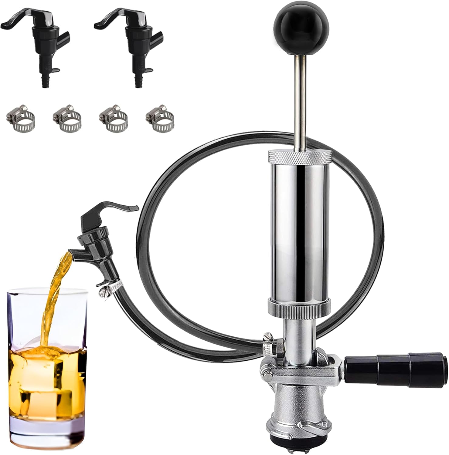 Amazon.com: 4'' Keg Pump +3 Faucet+4 Hose Clamps, Keg Party Pump US Sankey D System, Beer Party ...