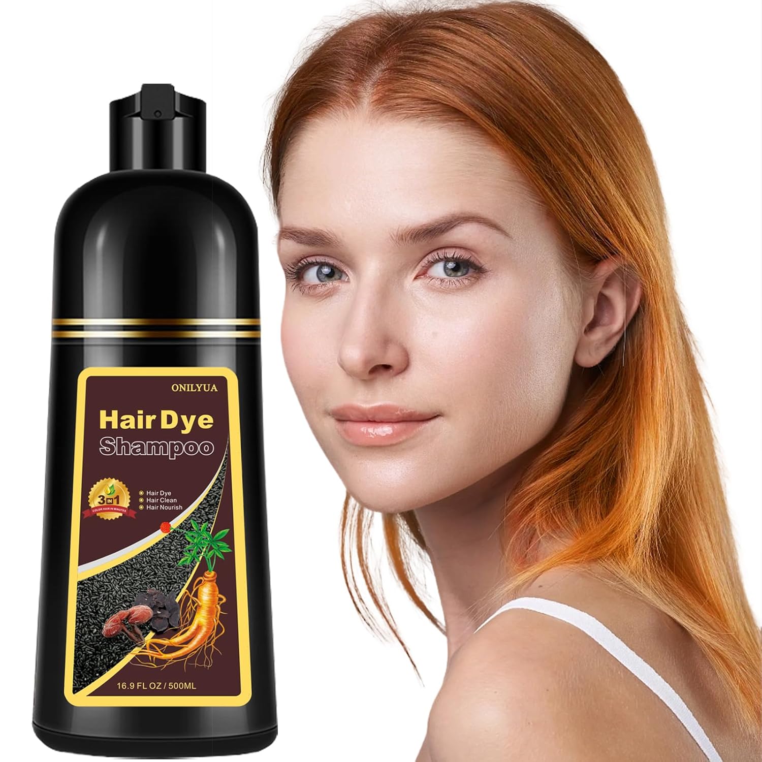 Amazon.com : Natural Golden Brown Hair Color Shampoo 500ml, 3-IN-1 Hair ...
