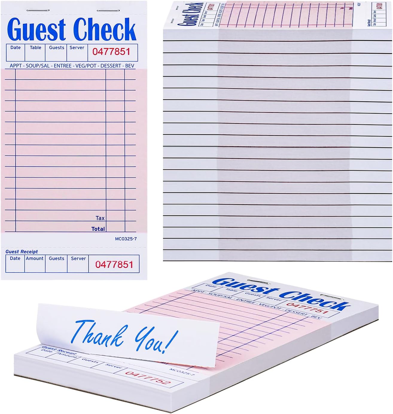 Amazon.com: Methdic Guest Checks Pink Server Note Pads 1000 Orders ...