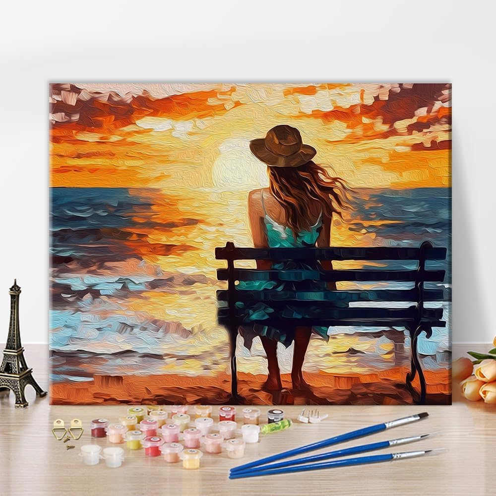 TISHIRON Beach Women Paint by Numbers Abstract Woman's Back Paint by ...