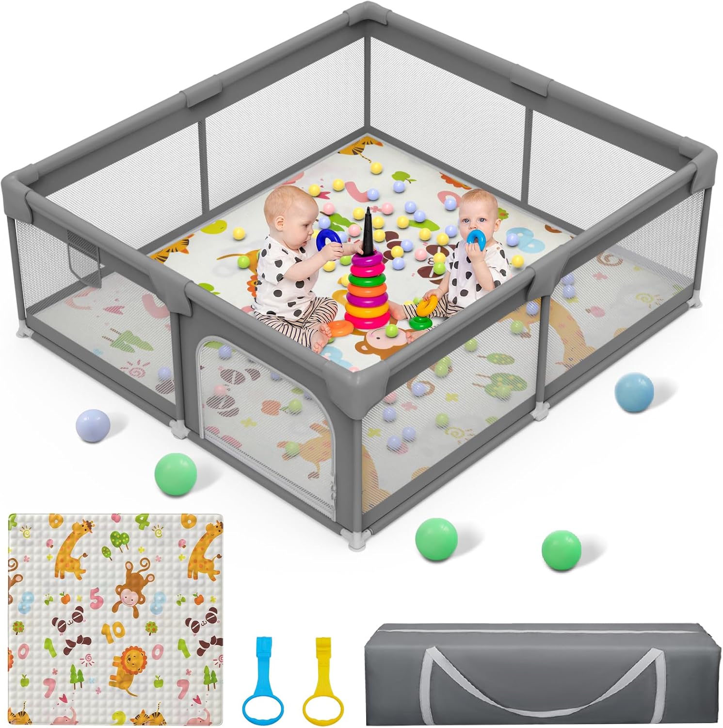 Palopalo Baby Playpen with Mat, 51''x51'' Extra Large Playard for ...
