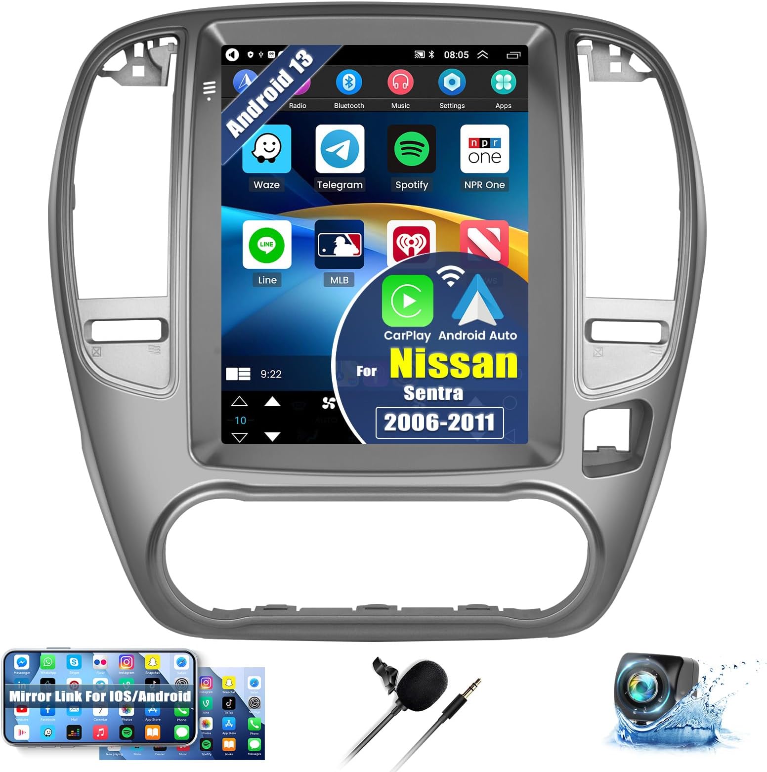 Amazon.com: Android 13 Car Stereo for Nissan Sentra 2006-2011 with ...