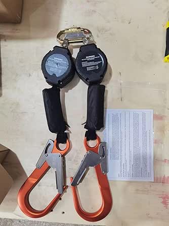 Amazon.com: TRSMIMA Fall Protection Retractable Lanyard - 6FT Twin Leg ...