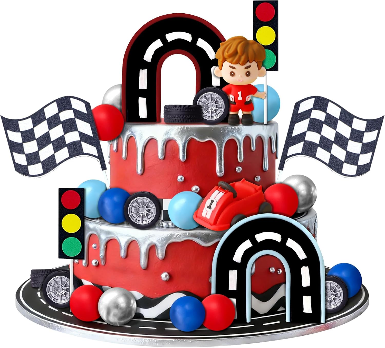 Amazon.com: Race Car Cake Topper Cars Cake Topper Car Birthday Party ...
