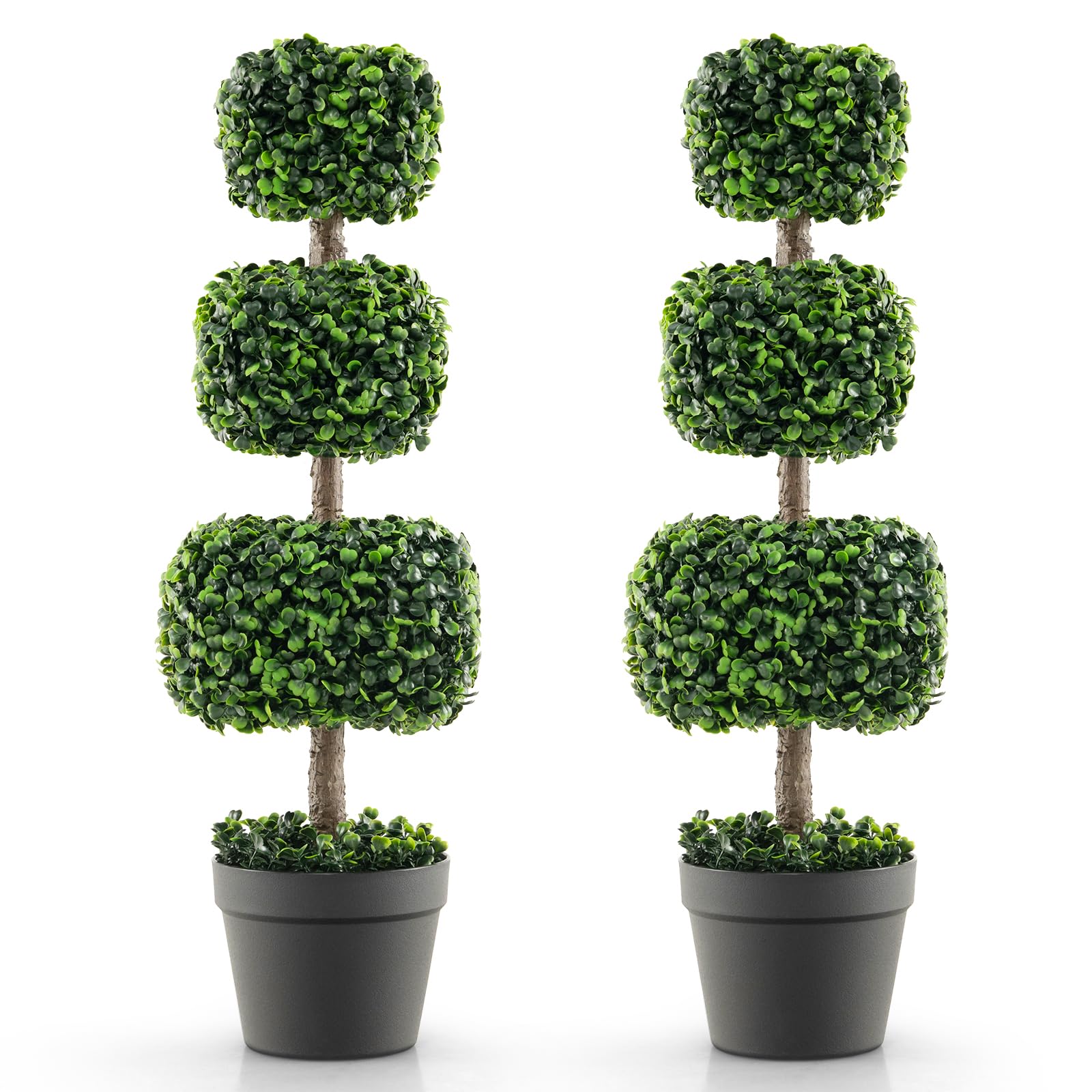 Amazon.com - Goplus 35” Artificial Boxwood Topiary Tree, 2 Pack Faux ...