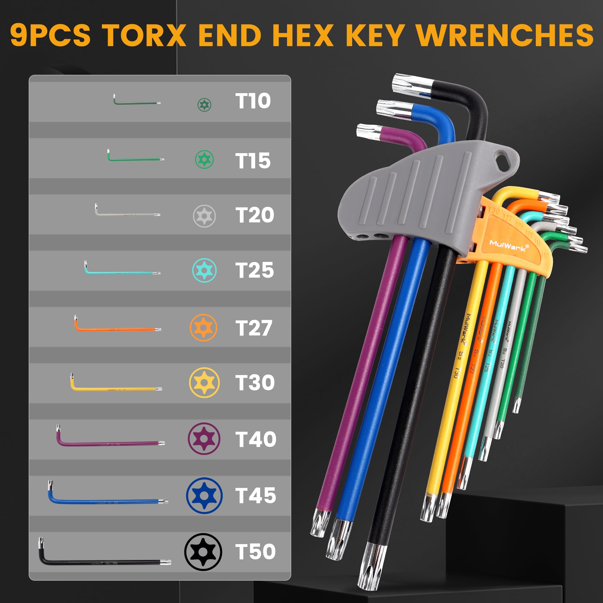 Snapklik.com : MULWARK 28 Pcs Allen Wrenches Sets Magnetic Ball End S2 ...