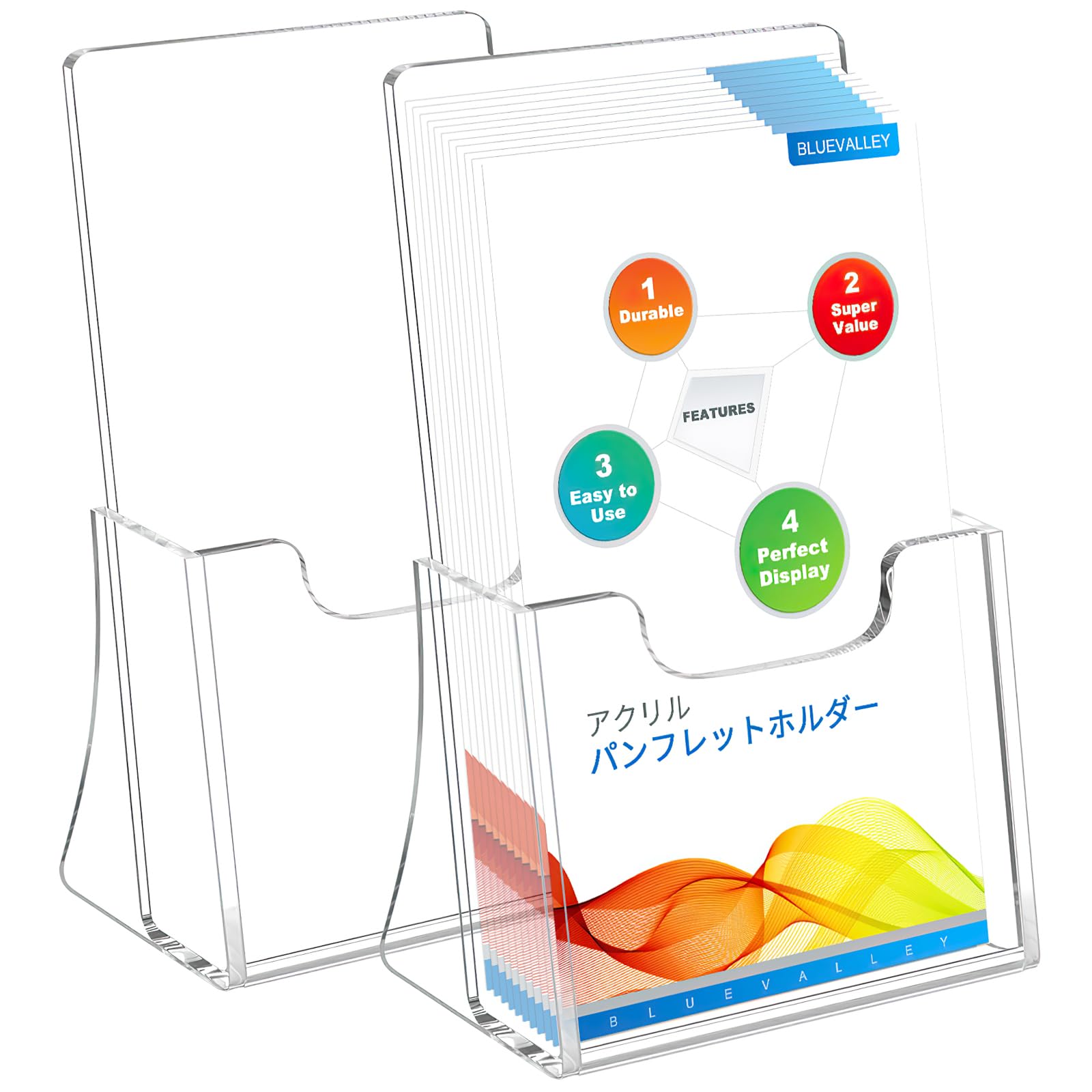 Amazon.co.jp: BlueValley A6 アクリルカタログスタンド、POP広告スタンド、 透明 パンフレット立て、チラシケース ...