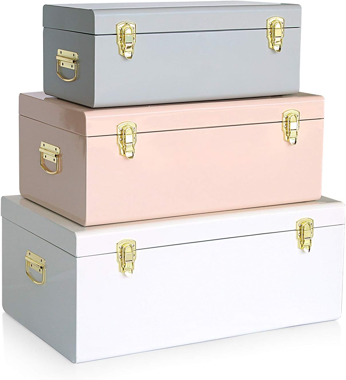 Premier Housewares Storage Trunks - Set of 2, Grey : Amazon.co.uk: Home ...