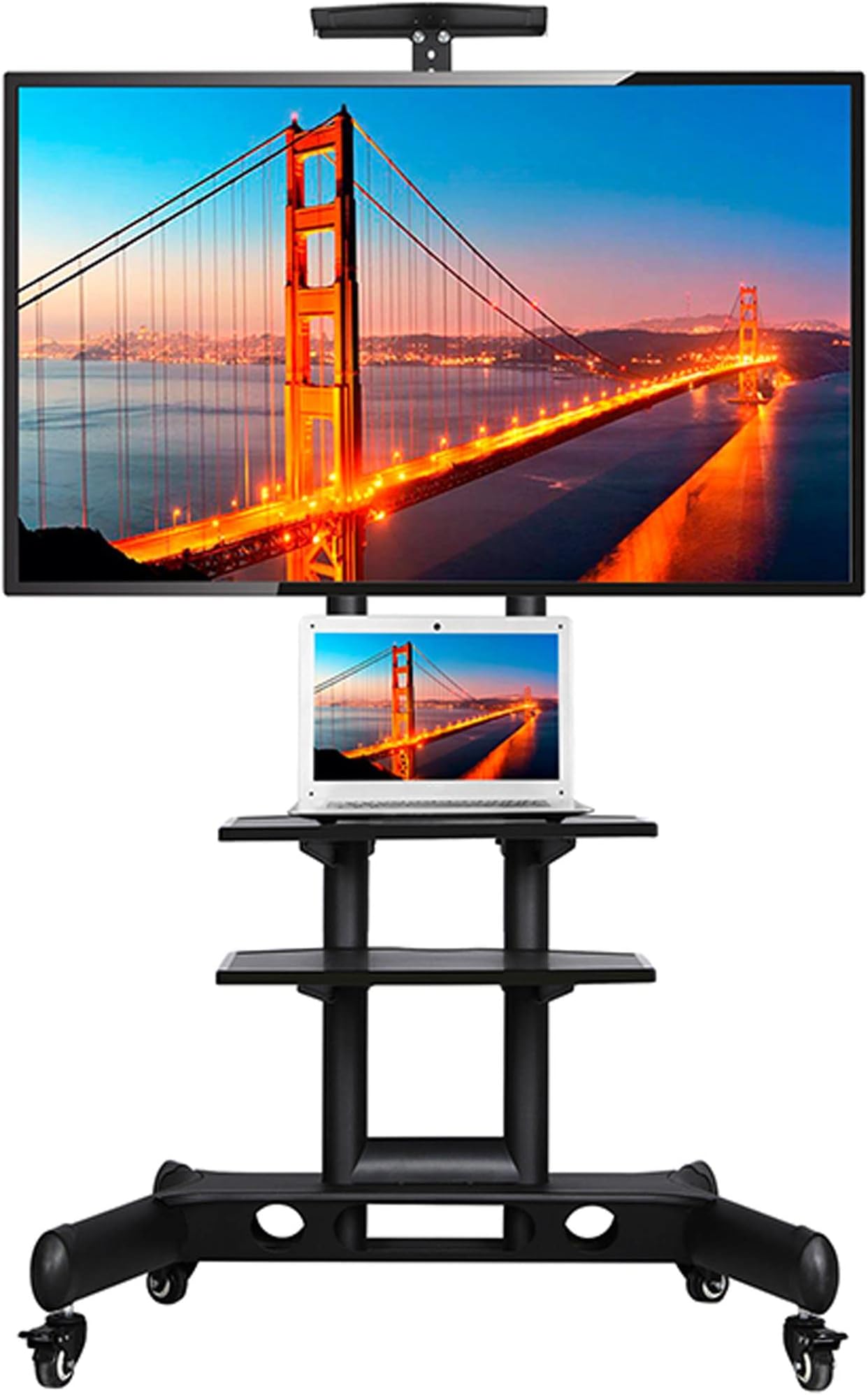 Amazon.com: Yaheetech Mobile TV Stand with Wheels, Adjustable Rolling ...