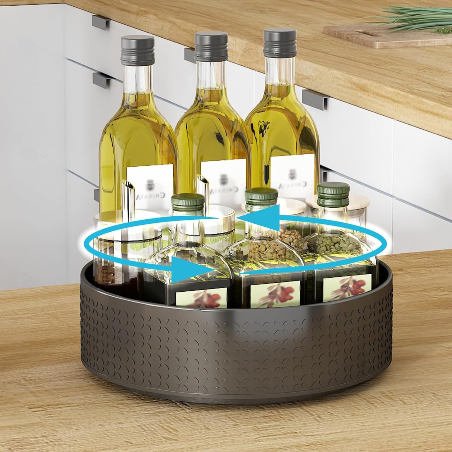 Amazon.com - mDesign Modern Metal Lazy Susan Turntable Tray - Rotating ...