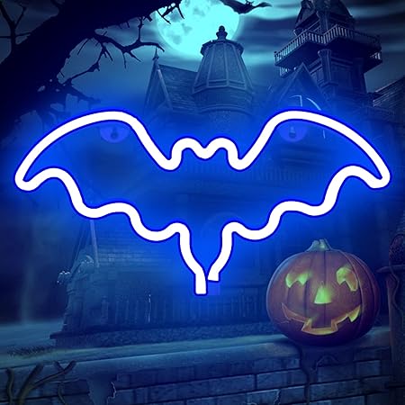 Amazon.com: LED Neon Bat Lights Halloween Decor, Bat Shape Neon Signs ...