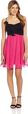 Ruby Rox Juniors Emma Dress with Applique, Fuchsia/Black, Small at ...