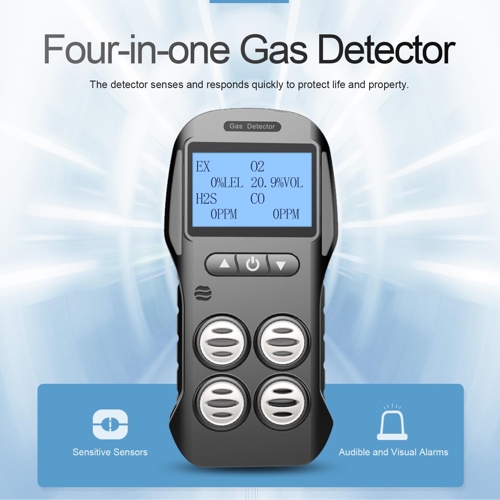 Gas Detector,4 Gas Monitor Multi Gas Detector for H2S,O2,CO and LEL ...