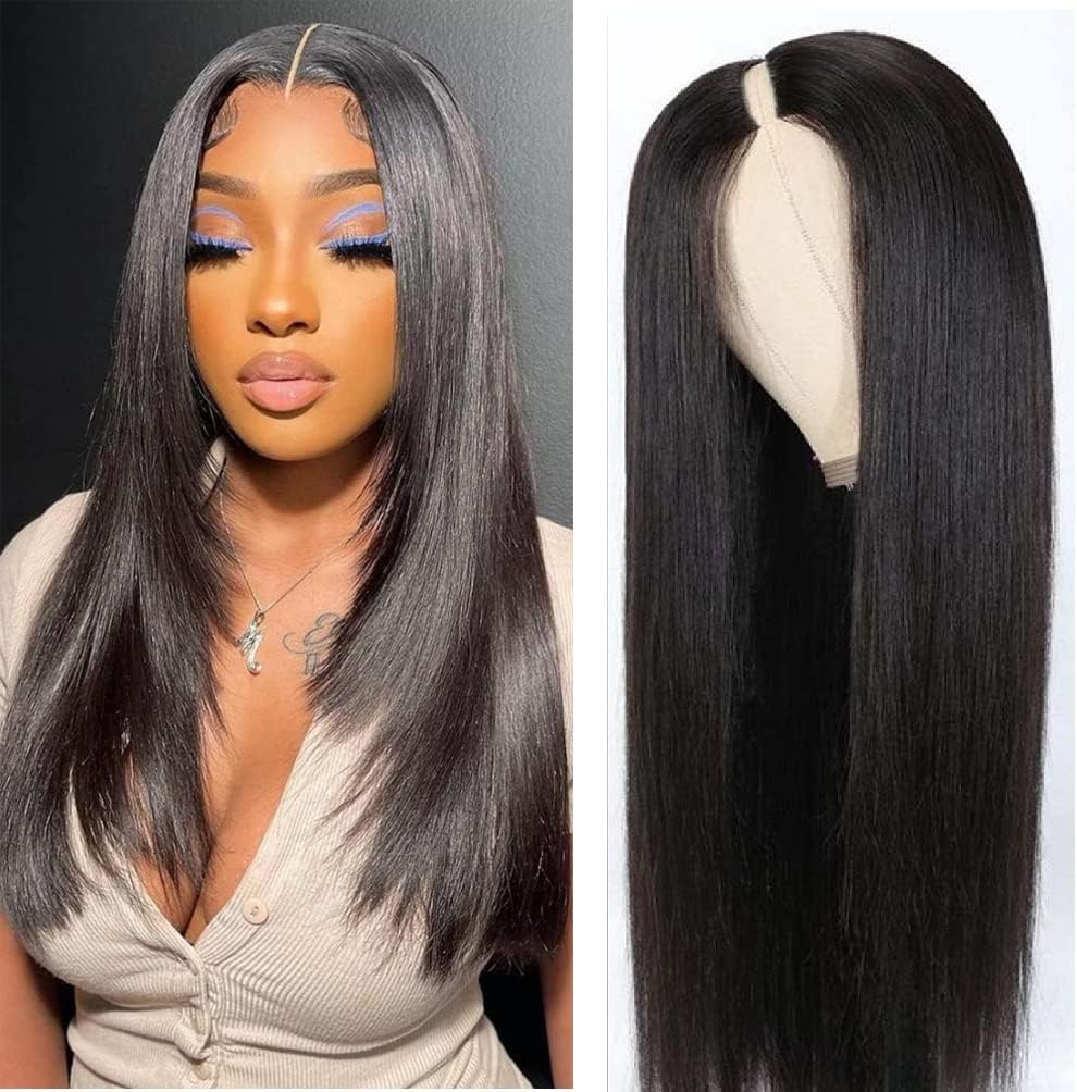 Amazon.com : BAFUWIG 18 Inch V Part Wig Human Hair for Women 180% ...