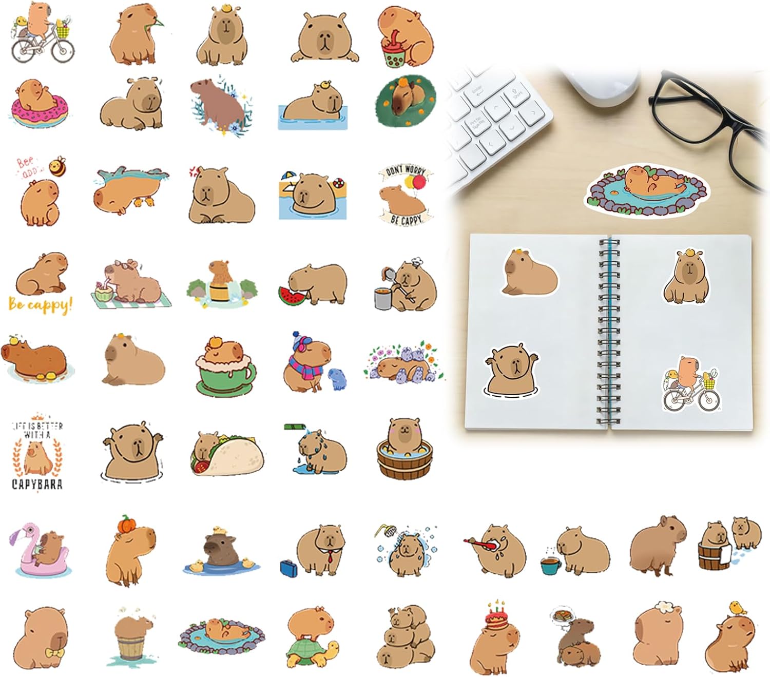 50 PCS Capybara Stickers, Laptop Waterproof Stickers Gift for Children ...