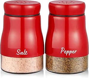 Amazon.com: Red Salt and Pepper Shakers Set, Bivvclaz 5 oz Salt and ...