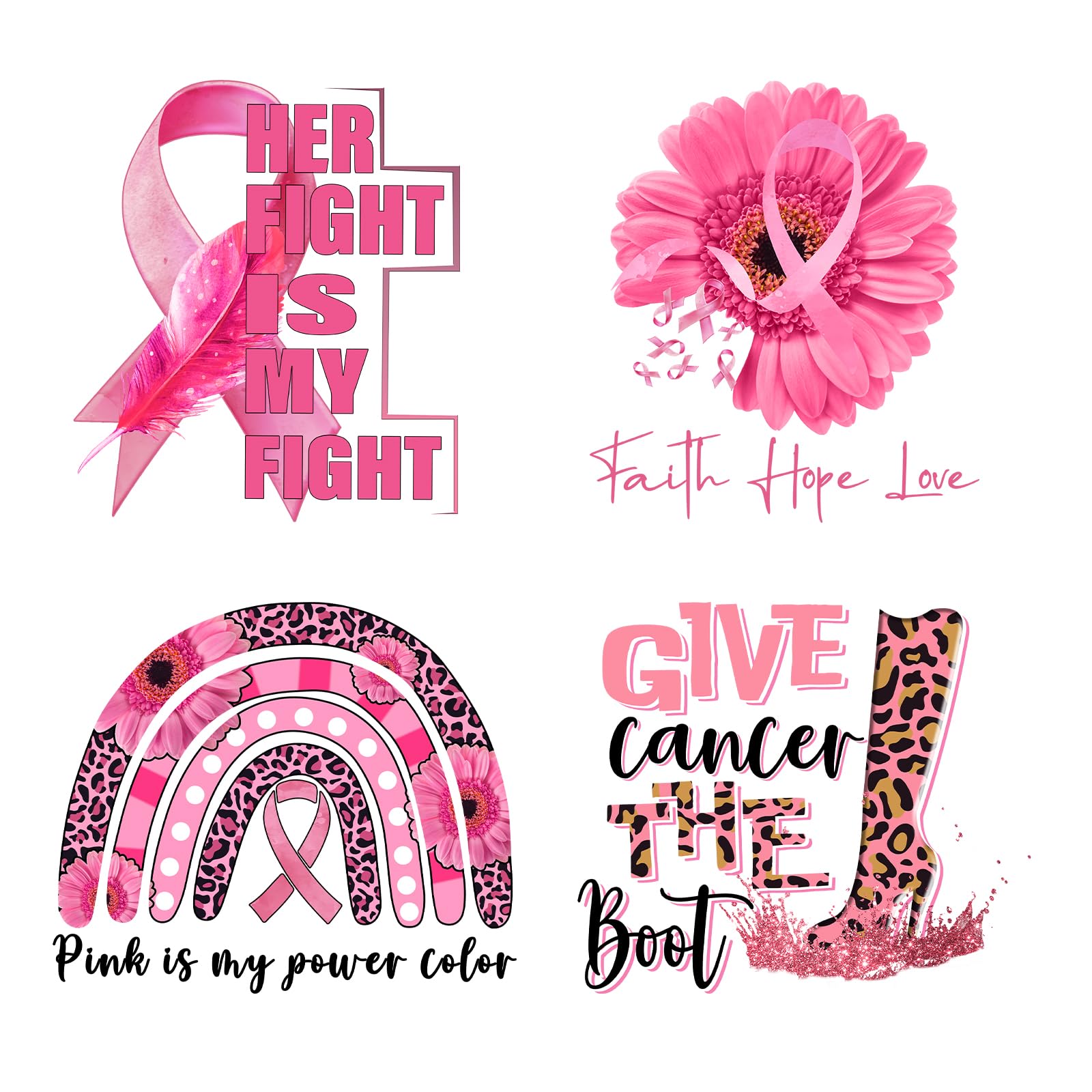 Amazon.com: 4Pcs Breast Cancer Ribbon Iron On Transfer Patches DIY Iron ...