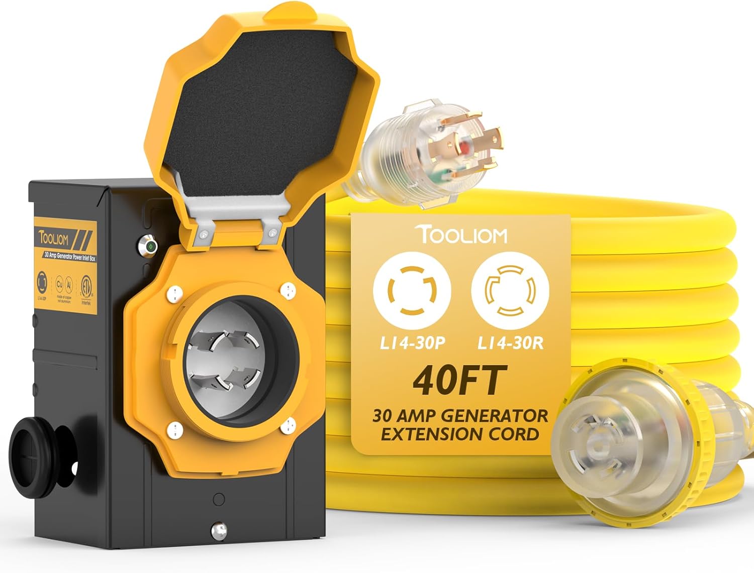 Amazon.com: TOOLIOM 4 Prong 30 Amp Generator Cord 40FT and 30 Amp Power ...