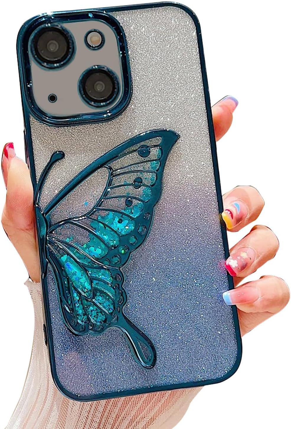 mobistyle Designed for iPhone 13 Cover with Glitter Cute Butterfly ...