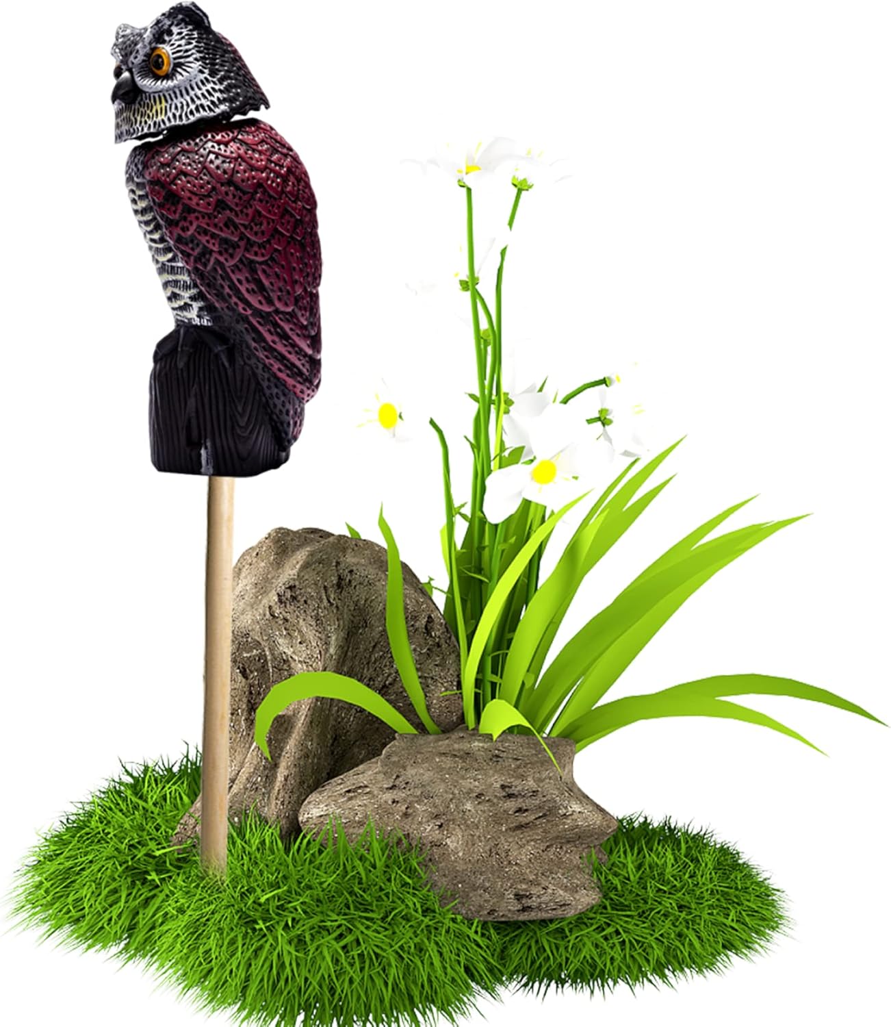 Amazon.com: Eaarliyam Owl Bird Scarer,Large Realistic Owl Decoy,Garden ...