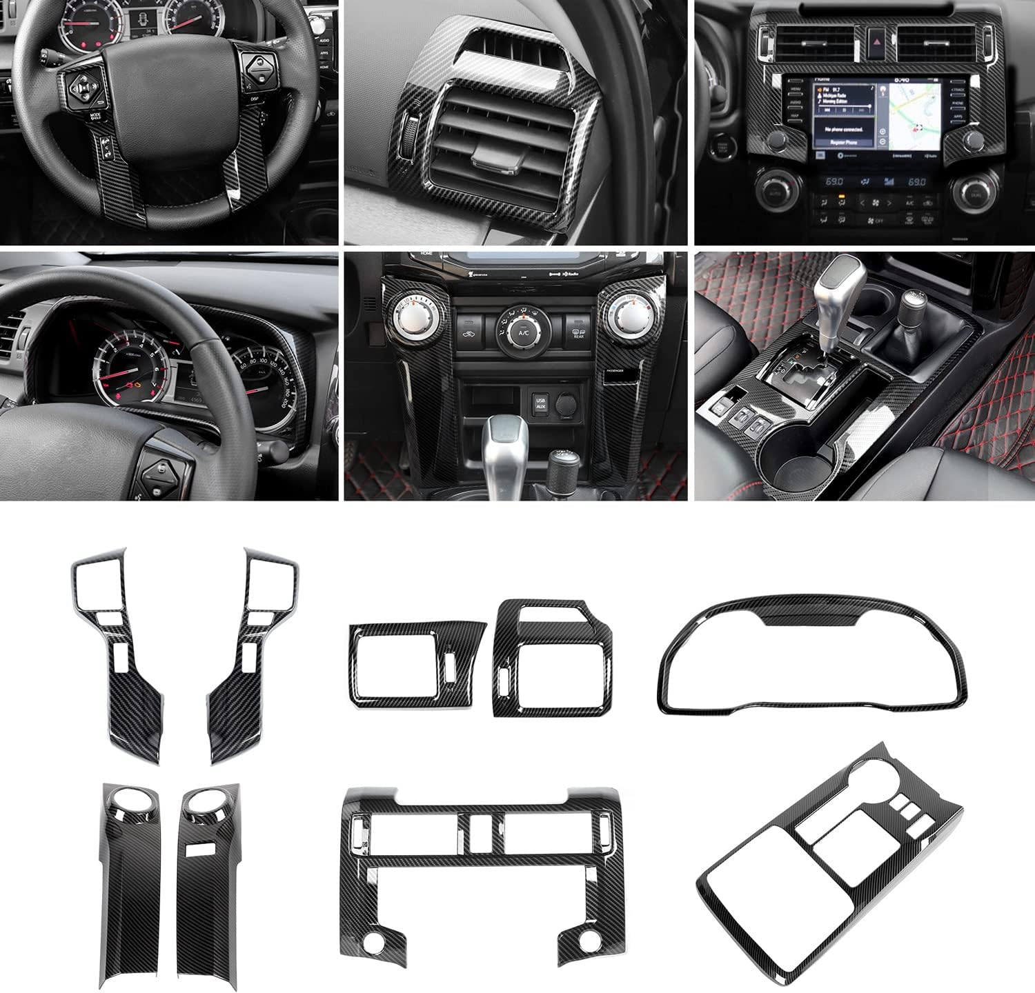 Amazon.com: RAZPOY for 4Runner Interior Carbon Fiber Trim, 9PCS Center ...