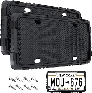 Crossarctic Black Silicone License Plate Frames, 2 Pack License Plate ...