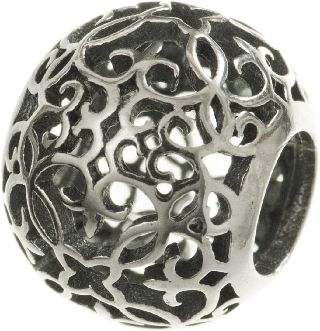 Amazon.com: Dreambell 925 Sterling Silver Round Flower Filigree Bead ...