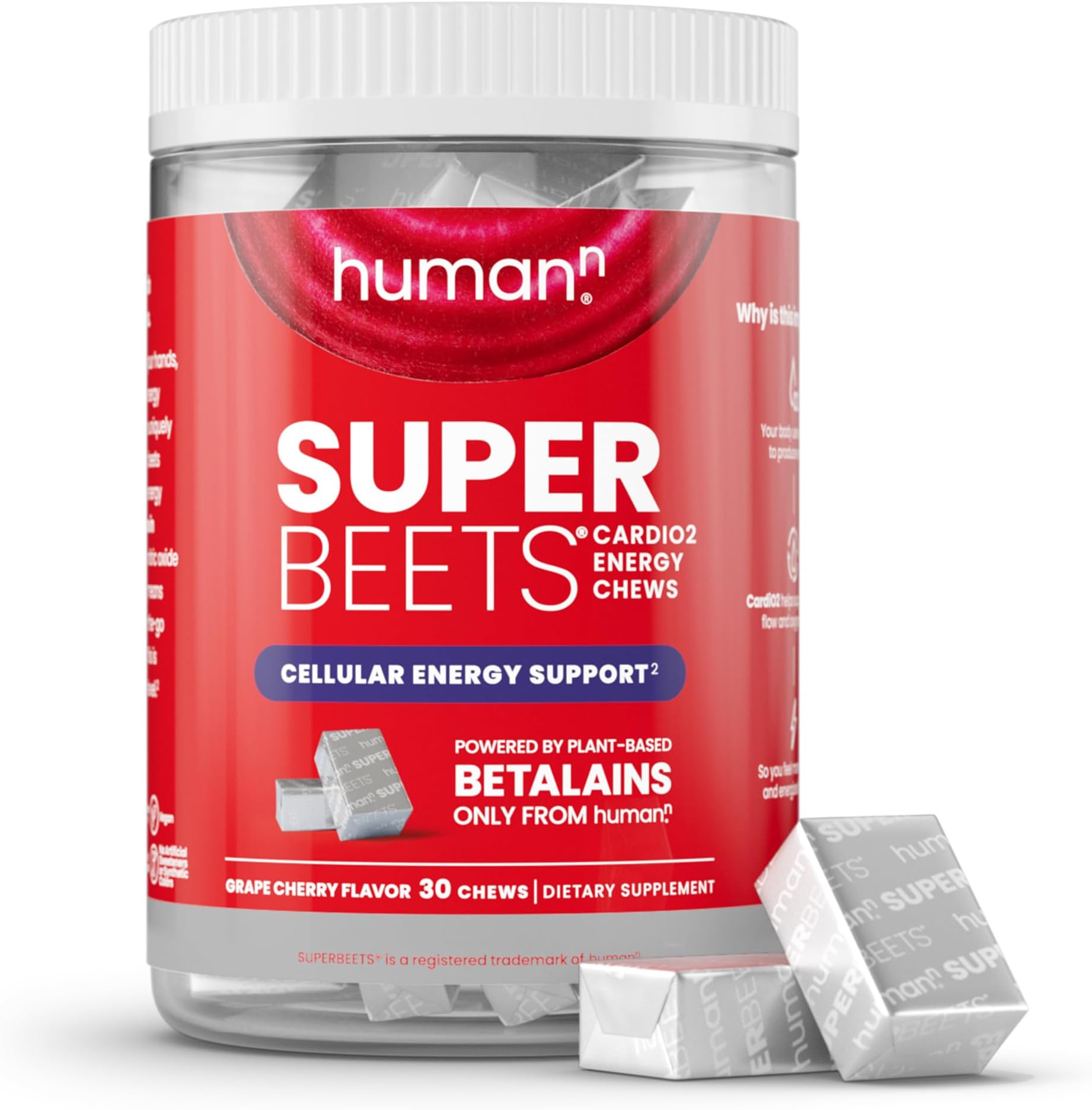 Amazon.com: HumanN SuperBeets CardiO2 Beet Energy Chews - Betalains ...