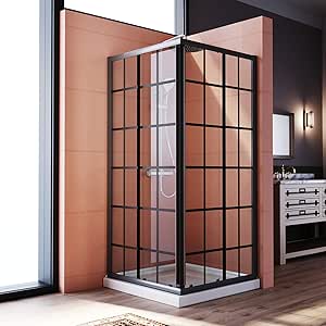 ELEGANT Corner Shower Enclosure 34 in.D x 34 in. W x 72 in. H, Double Sliding Shower Door with 1 ...