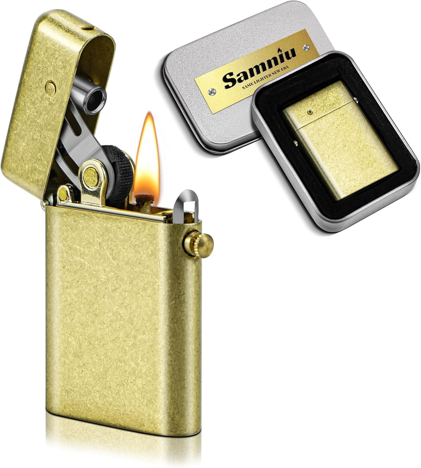 Amazon.com: SAMNIU Vintage Trench Lighter, Classic Flip Copper Kerosene ...