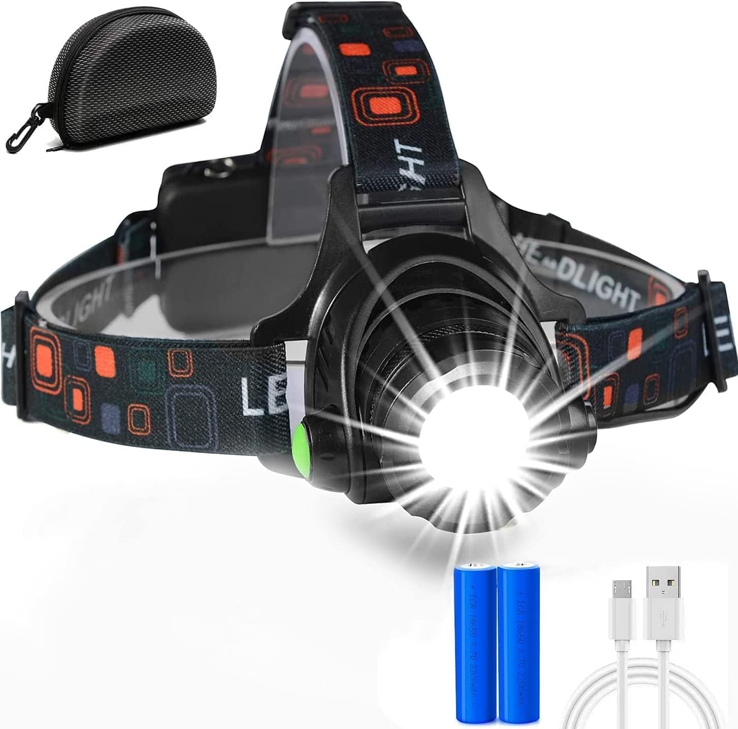 Okuleya Head Torch Light Rechargeable - Zoomable IPX4 Waterproof ...