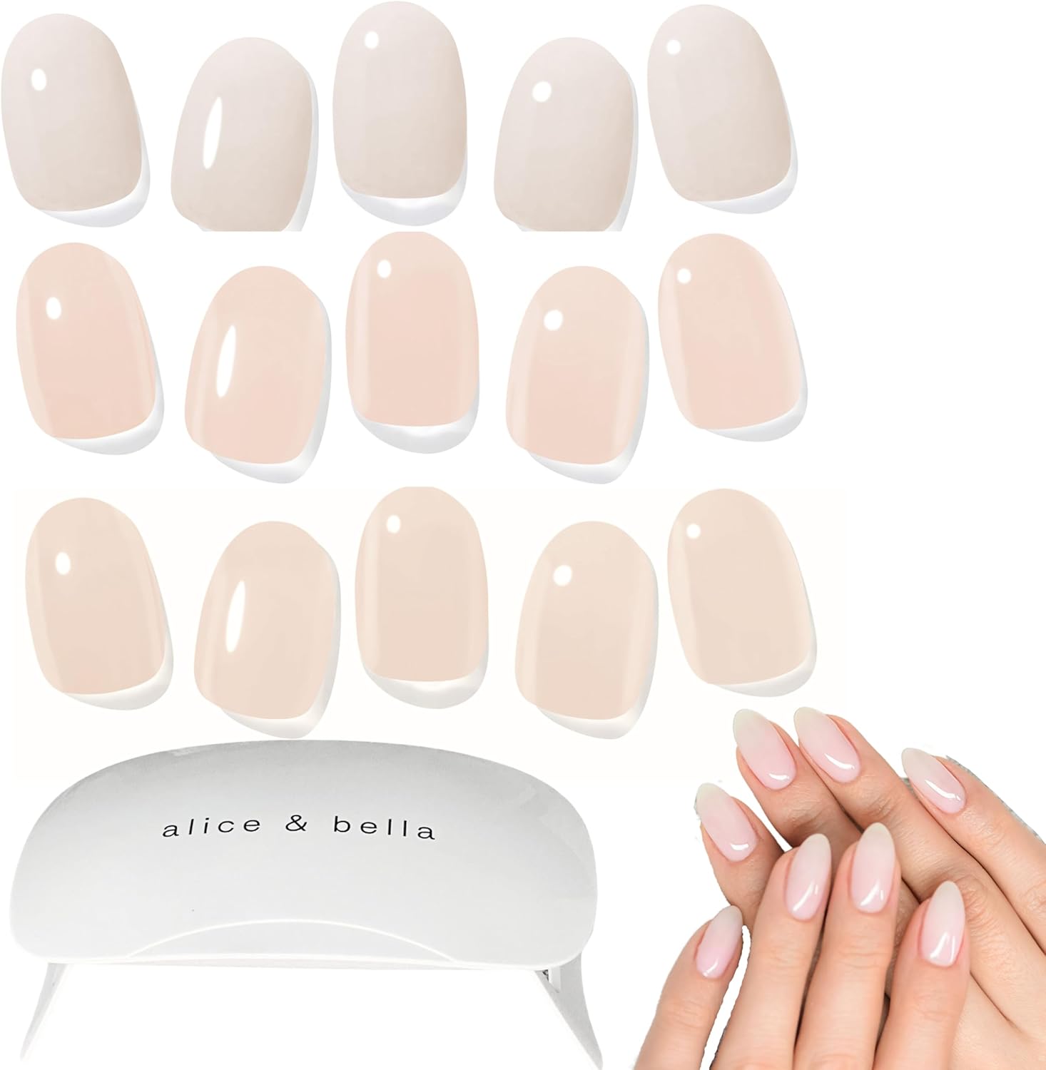 Amazon.com: Alice & Bella Milky White Nail Bundle - Semi Cured Gel Nail ...