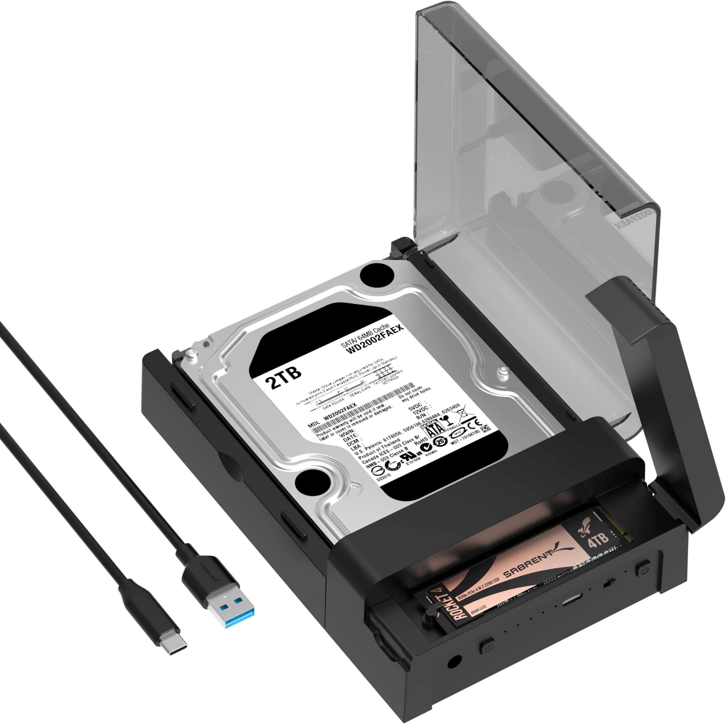 SABRENT Hard Drive Docking Station, M.2 NVMe Enclosure, 2.5 3.5 Inch ...