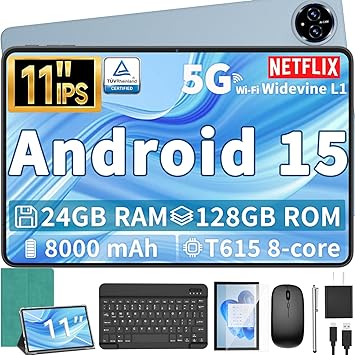 Amazon.com : QDDQ Android 15 Tablet, 11 inch Tablet with Keyboard, 24GB ...