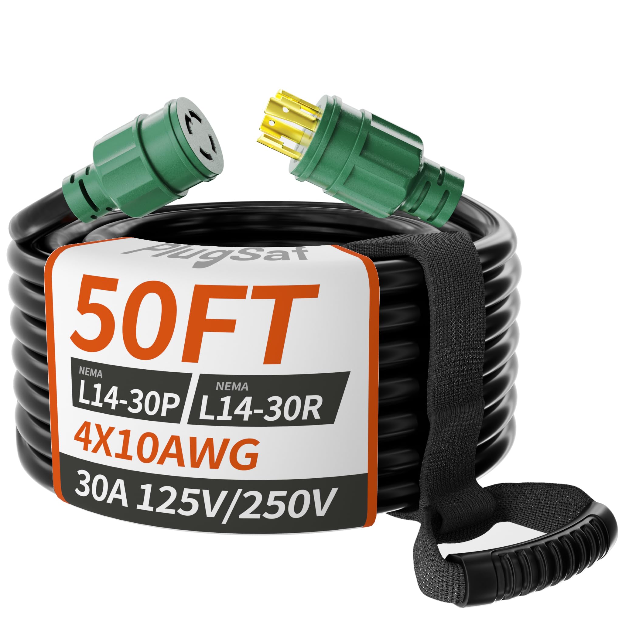 Snapklik.com : PlugSaf 50FT 30 Amp Generator Extension Cord 4 Prong