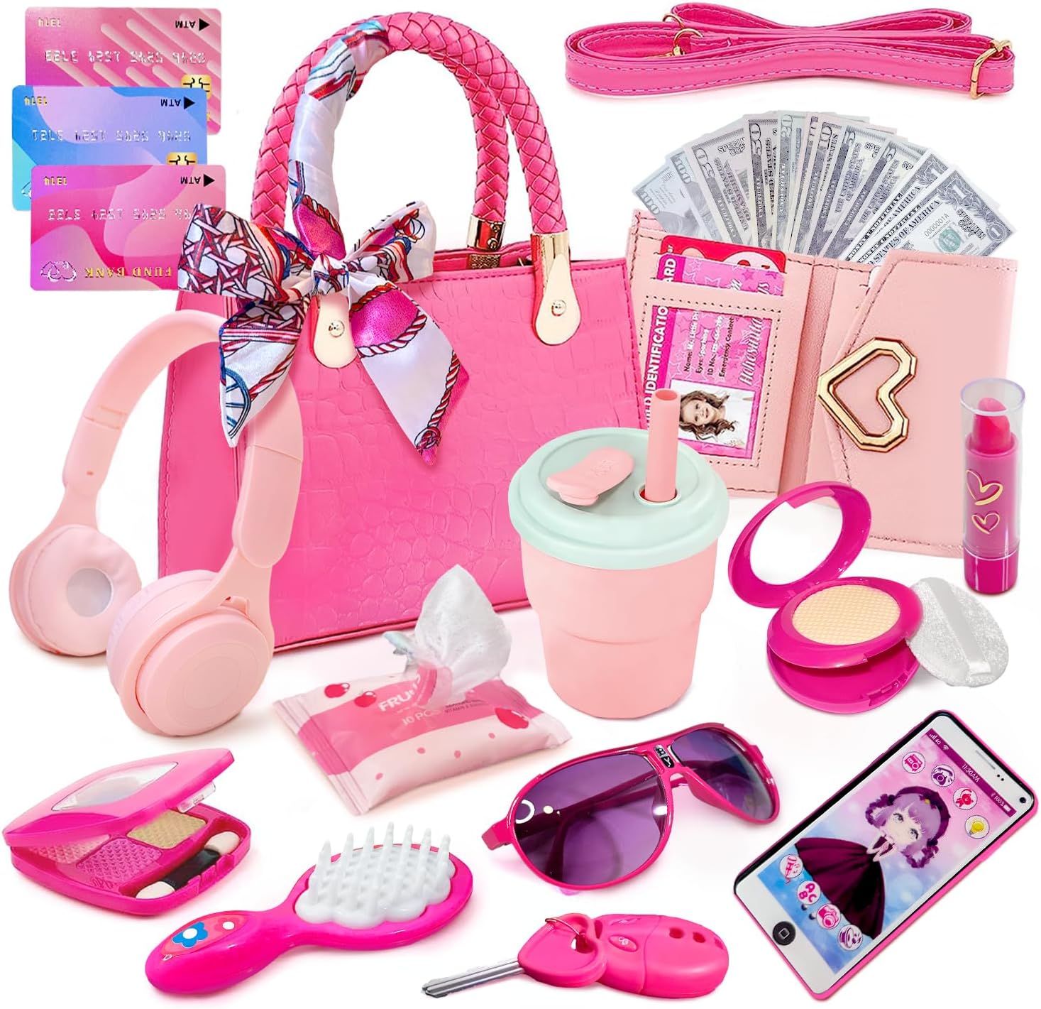 Amazon.com: Little Girl Purse with Pretend Makeup for Toddlers, Kids ...