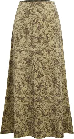 CIDER Skirt Maxi for Women Floral Print Velvet Mid Waist Long A Line ...