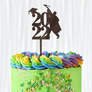 Amazon.com: Class of 2022 Silhouette Grad Cake Toppers Graduate Wood ...