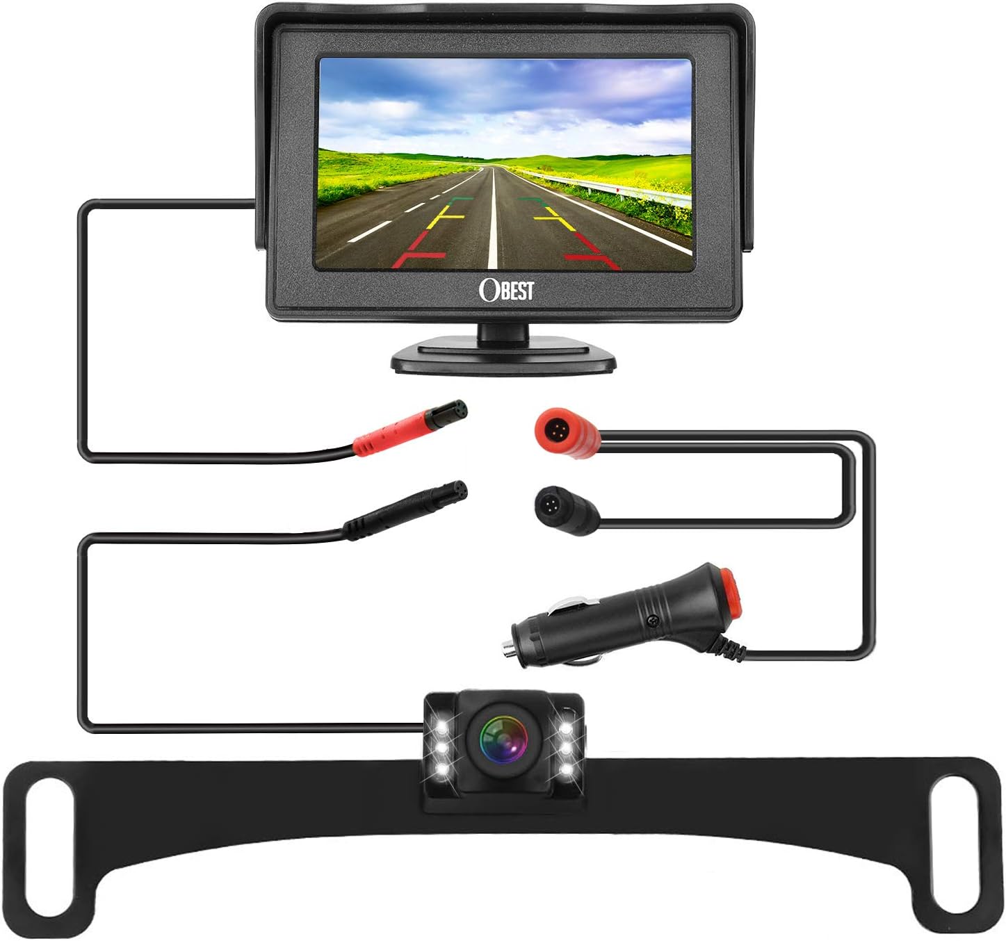 Amazon.com: B-Qtech Backup Camera and Monitor Kit License Plate Rear ...