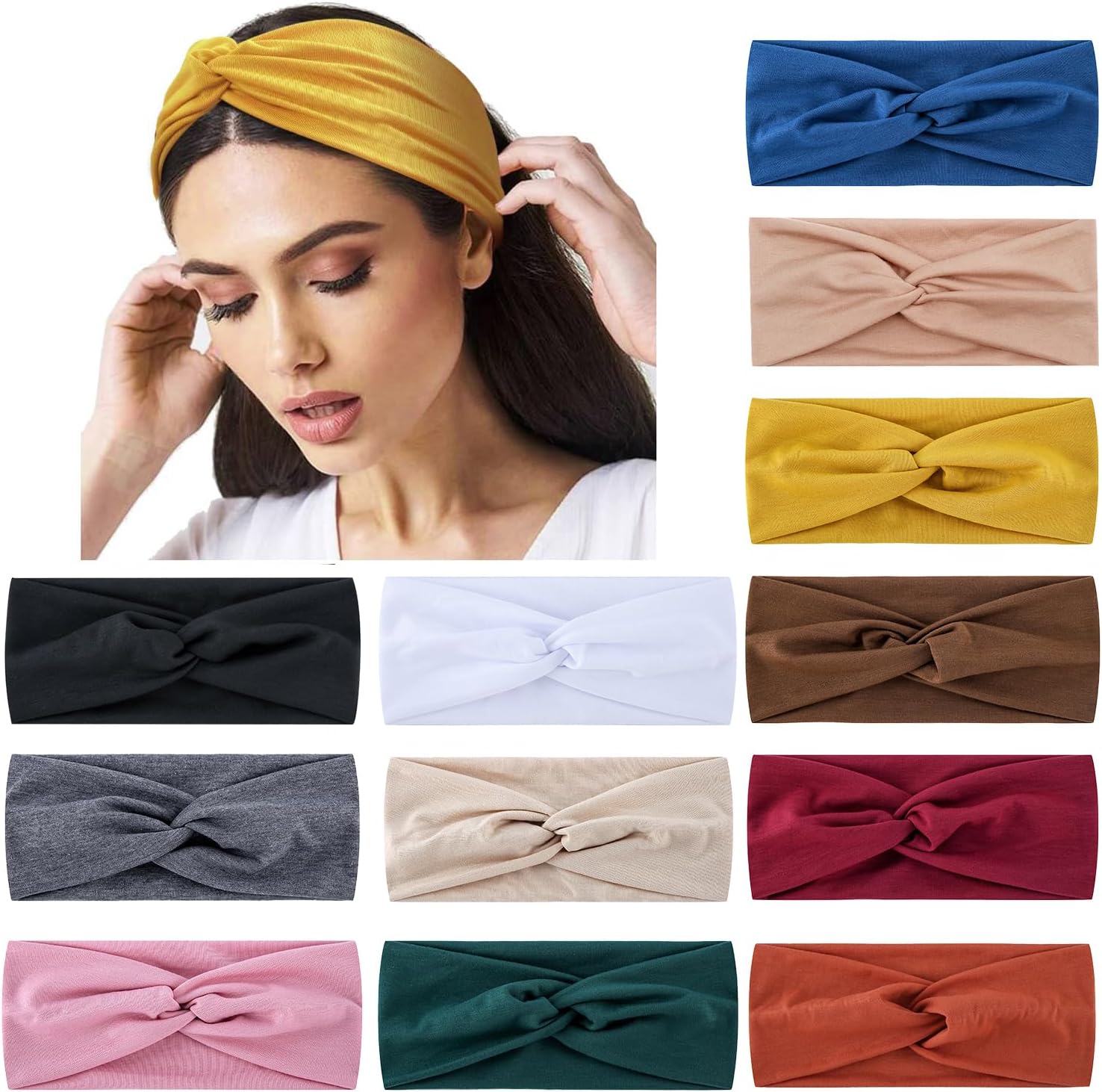 12 Piezas Bandas para el Cabello Deportivas Mujer, Elástico ...