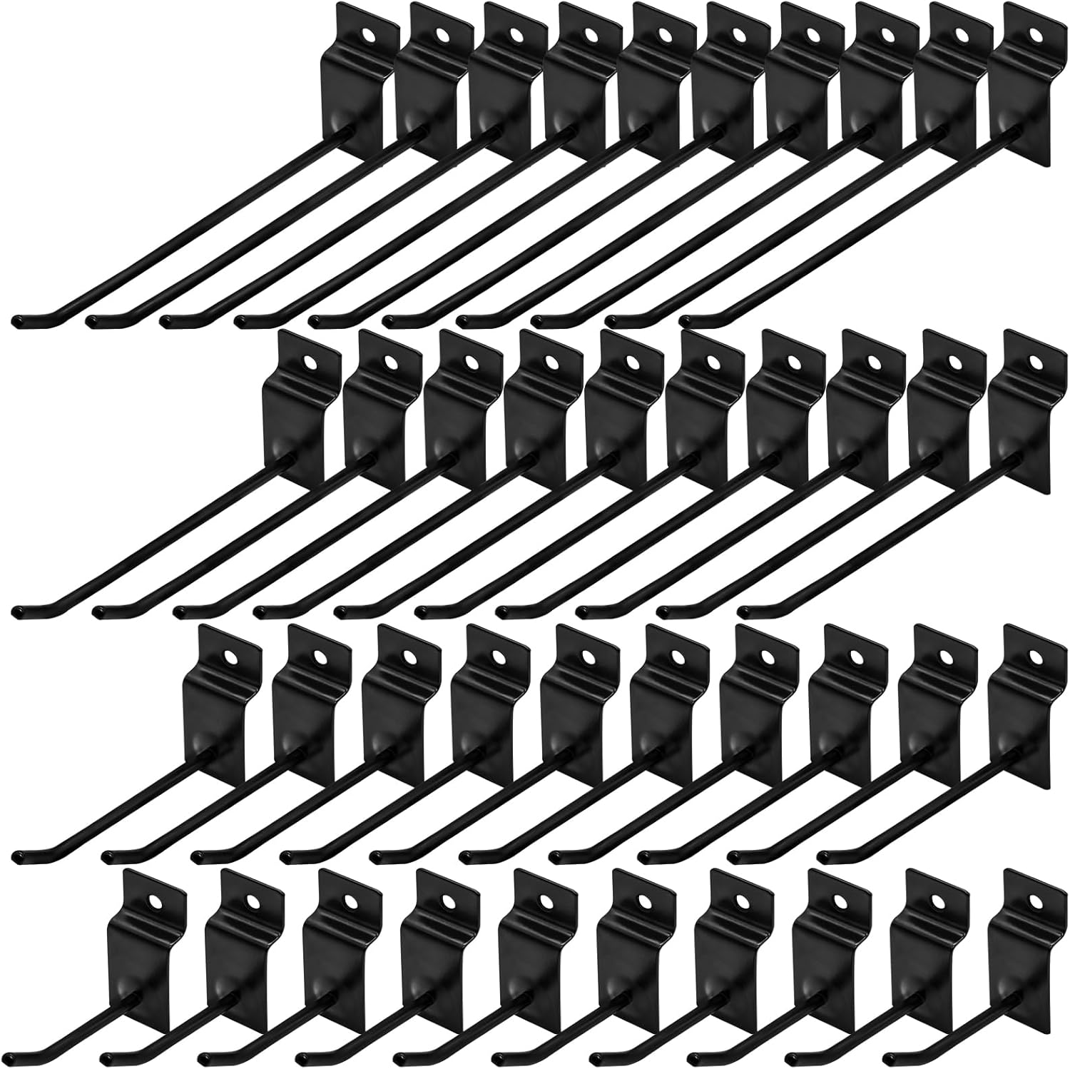 Yauhar 40Pcs 2/4/6/8 Inches Black Slatwall Panel Hooks Assortment Set ...